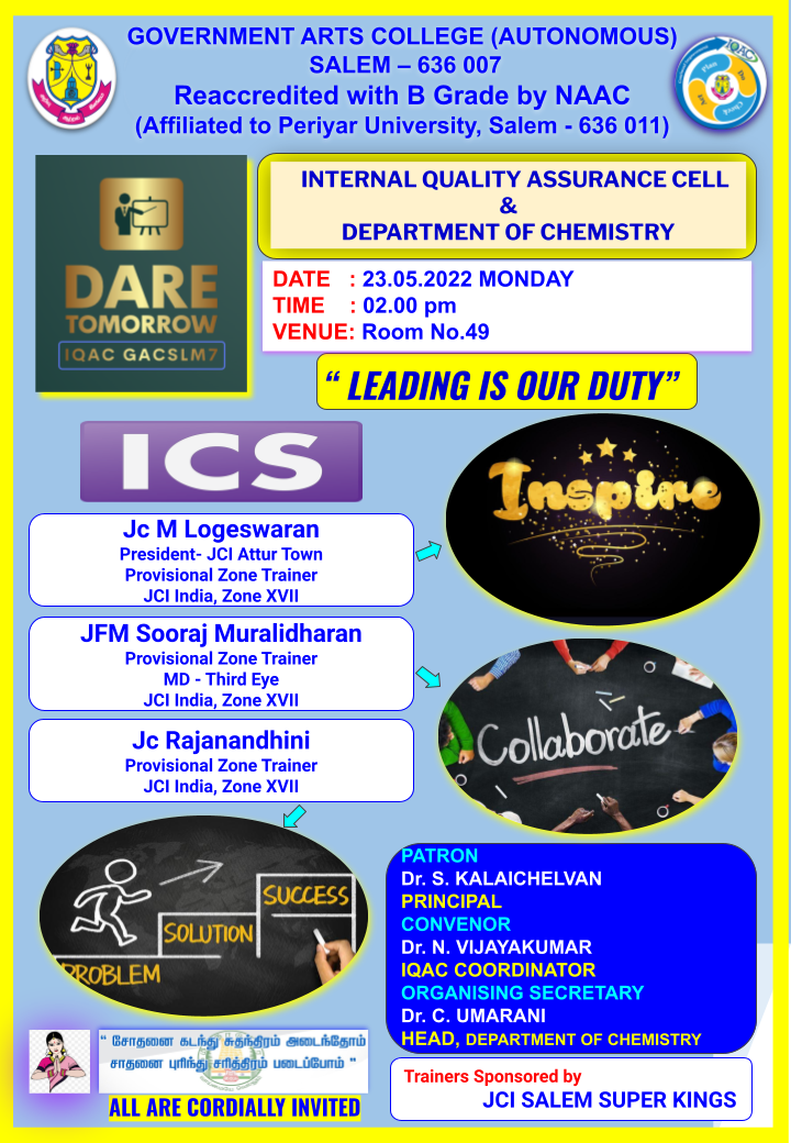 23-5-2022-AN- IQAC AND DEPARTMENT OF CHEMISTRY ORGANIZES “LEADING IS ...