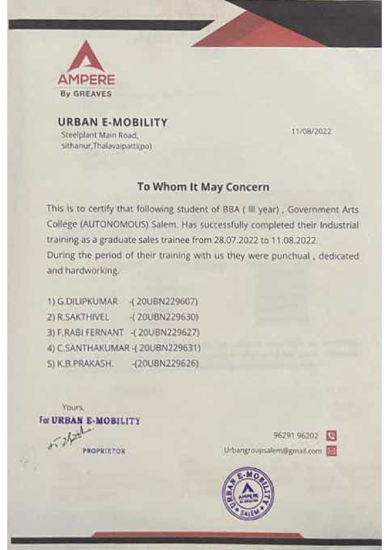 Industrial Training, Internship and Project Work 2022-2023 – Government ...